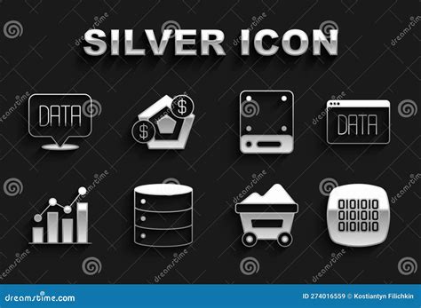 Set Server Data Analysis Binary Code Coal Mine Trolley Pie Chart Infographic And Financial