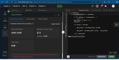 160daysofcode Codingjourney Geeksforgeeks Python Algorithm Problemsolving Stockmarket