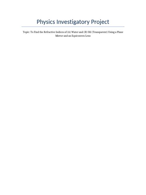 Class12 Physics Project Refractive Index Susmit Pdf Refractive Index Glass Engineering Class12 Physics Project Refractive Index Susmit Pdf Refractive Index Glass Engineering