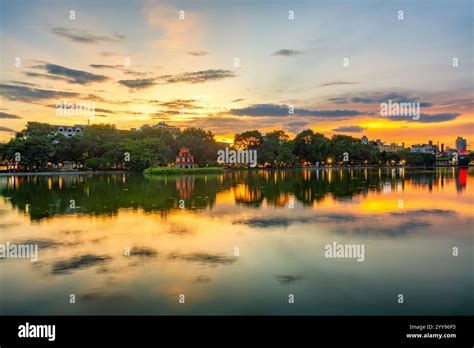 Hoan Kiem Lake Ho Guom Or Sword Lake In The Center Of Hanoi In