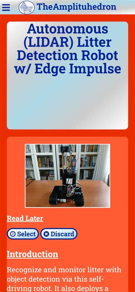 Autonomous Lidar Litter Detection Robot W Edge Impulse