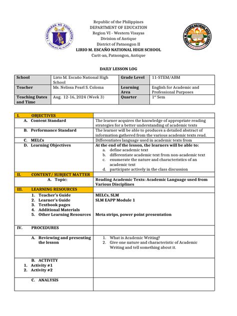 Quarter 1 Week 3 Pdf Reading Comprehension Cognitive Science