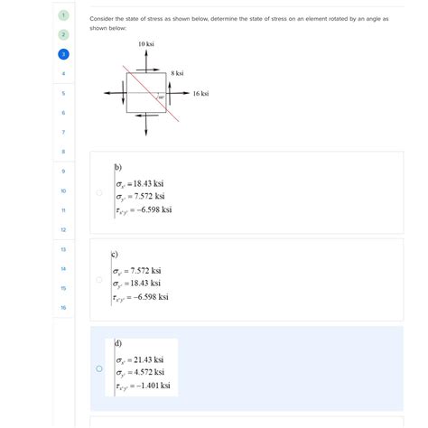Solved Consider The State Of Stress As Shown Below