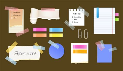스티커 미리 알림 메모장 투명 테이프가 부착 된 종이 시트 찢어진 메모에 종이 노트에 종이 노트 짧은 메모를 작성하기위한 사무실 찢어진 조각 회의 알림메시지 할 일 목록 0
