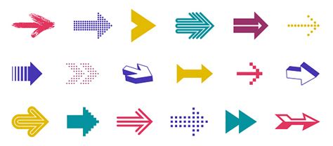 화살표는 다양한 모양 스타일 및 개념 아이콘 또는 로고 작성을위한 커서 웹 또는 인쇄를위한 그래픽 디자인 요소의 큰 세트를 벡터 화살표에 대한 스톡 벡터 아트 및 기타