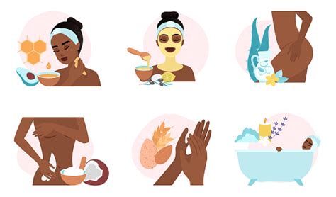 천연 수제 화장품 세트 소녀들은 뷰티 트리트먼트와 비타민 스파 Diy 치료법을 적용합니다 몸 가꾸기에 대한 스톡 벡터 아트 및 기타 이미지 Istock