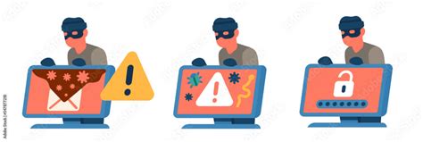 Computer Virus Detection Icons Account Password Phishing Laptop Software Hacking Data Theft