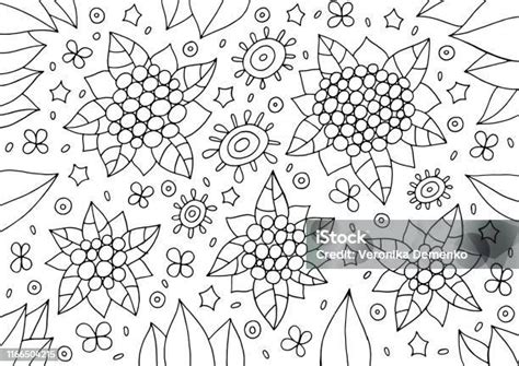 낙서 꽃 장식 추상적인 꽃과 잎의 윤곽 성인을위한 만화 색칠 페이지 벡터 일러스트레이션 0명에 대한 스톡 벡터 아트 및 기타 이미지 Istock