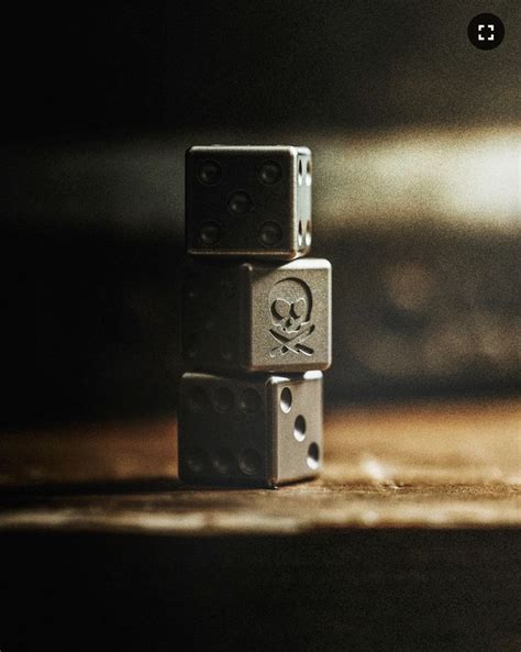 Skull And Crossbones Dice On Wooden Table