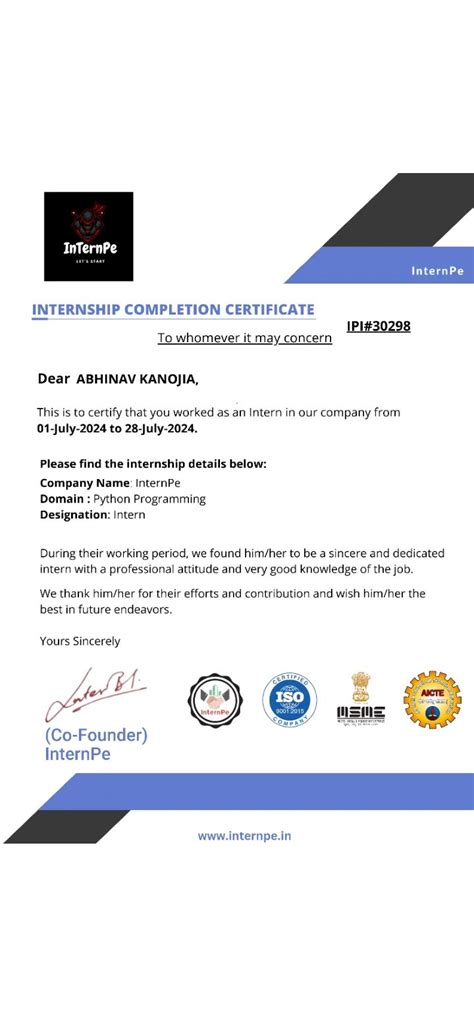 I Happy To Announce To Complete My Intership With Internpe I Learn A