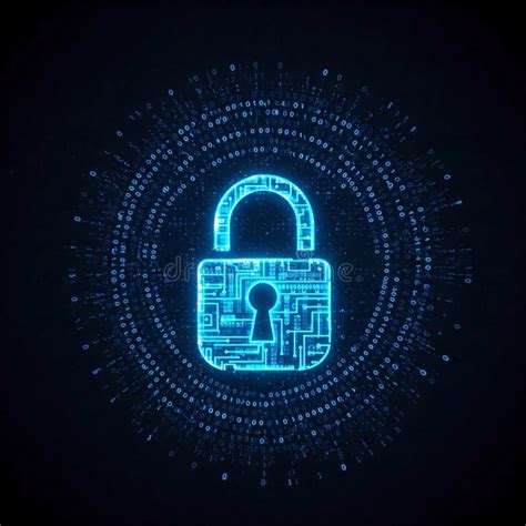 Ringed Secure Digital Lock Cybersecurity Symbol Ai Stock Illustration