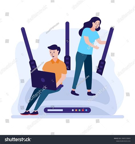 Wireless Communication Device Flat Illustration Wifi Stock Vector Royalty Free 2045119943