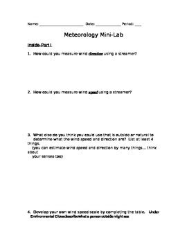 Studying The Wind Mini Lab By Kati Dalton Teachers Pay Teachers