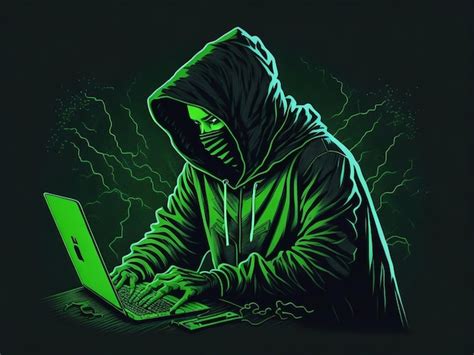 Premium Ai Image Hacker In Hoodie Breaking Into Data Server Dark Theme