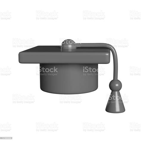 3d 아이콘 귀여운 졸업 대학 또는 대학 블랙 캡 대학원 고등학교 학업 또는 대학 모자 학위 수여식을위한 모자 흰색 배경 클리핑 경로에 격리된 그림 3차원 형태에 대한 스톡