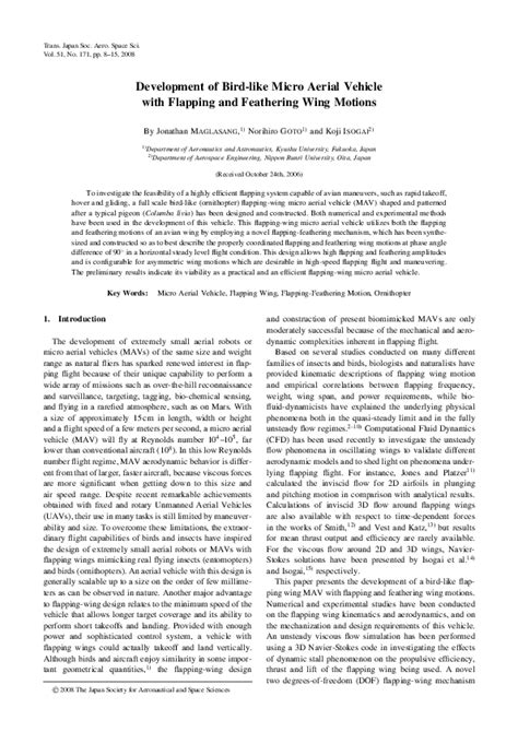 Pdf Development Of Bird Like Micro Aerial Vehicle With Flapping And Feathering Wing Motions
