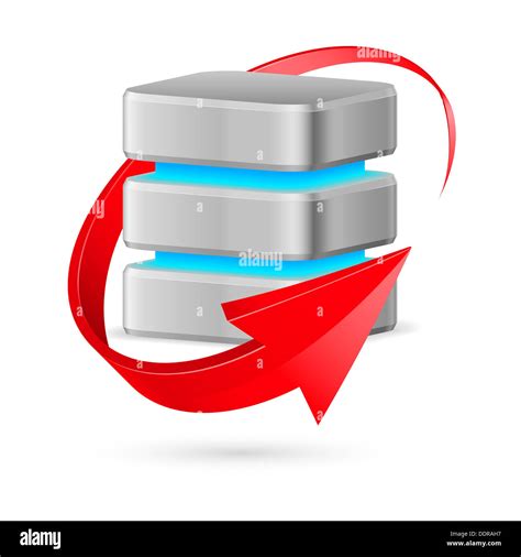 Database Icon With Update Symbol Red Curved Arrow Illustration On White Stock Photo Alamy