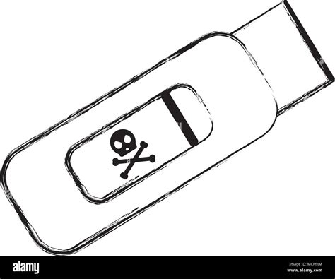 Grunge Memory Usb Technology With Danger Skull Vector Illustration Stock Vector Image Art Alamy