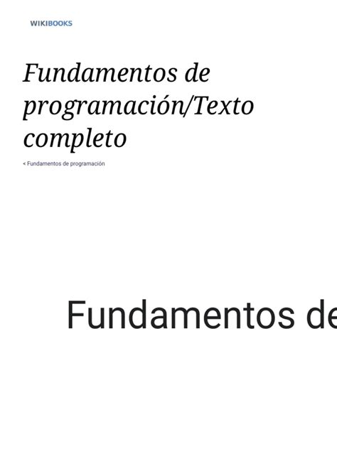 Fundamentos De Programación Texto Completo Wikilibros Pdf Informática