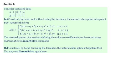 question 3 consider tabulated data x 1 2 3 4 y 01 0