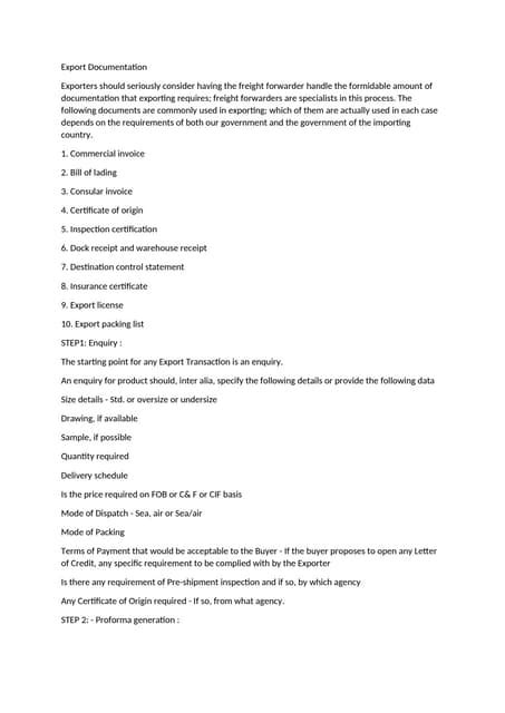 Export Documentation In International Businessdoc