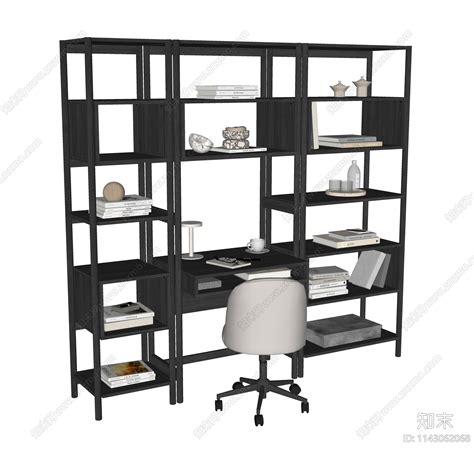 Poliform现代书桌椅书柜组合su模型下载【id1143062068】知末su模型网