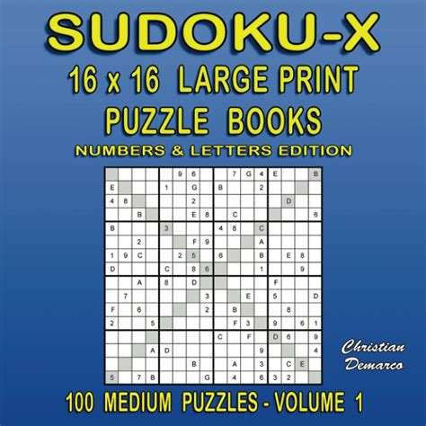 Large Print Sudoku 16x16 100 Medium Puzzles Hexadoku Puzzle Worksheets Library