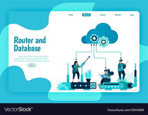 Landing Page Template Router And Database Vector Image