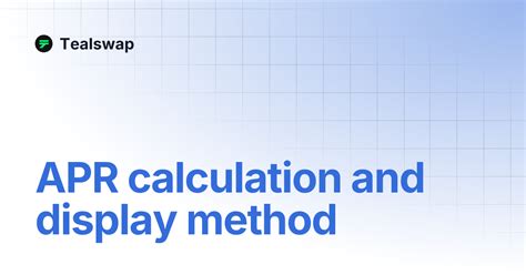 Apr Calculation And Display Method Tealswap