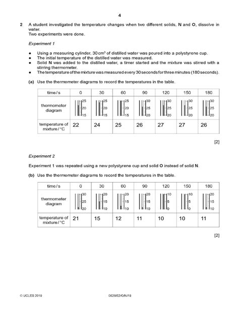 Chemistry Experiment Exam Dissolving Solids