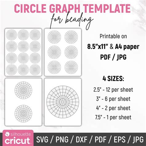 Circle Graph Template Bead Graph Paper Beading Pattern Polar Graph Paper Printable Pdf Svg