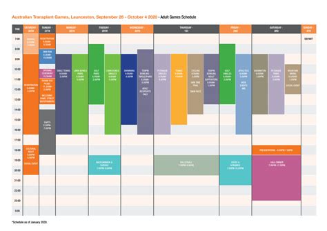 Ta Games Adult Schedule Jan 2020 V1 Transplant Australia
