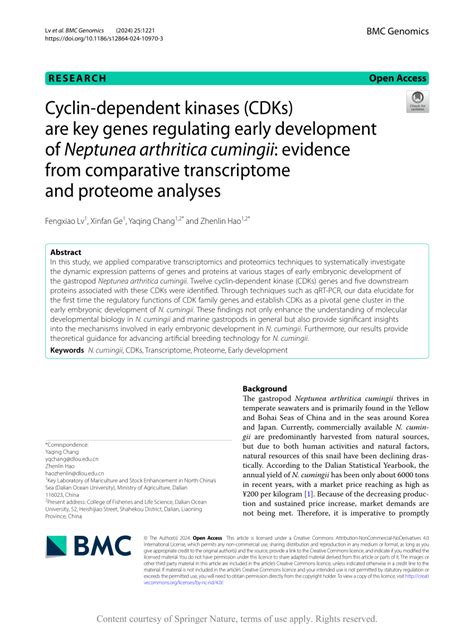 Pdf Cyclin Dependent Kinases Cdks Are Key Genes Regulating Early Development Of Neptunea
