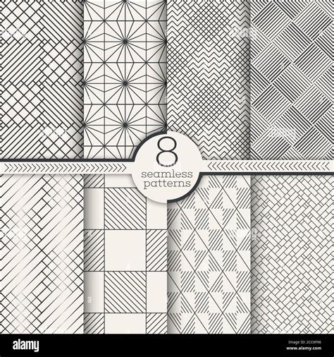 Set Of Seamless Patterns Modern Stylish Textures Regularly Repeating Geometrical Ornaments