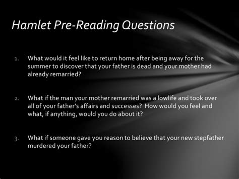 Hamlet Study Guide Pre Reading Act Questions