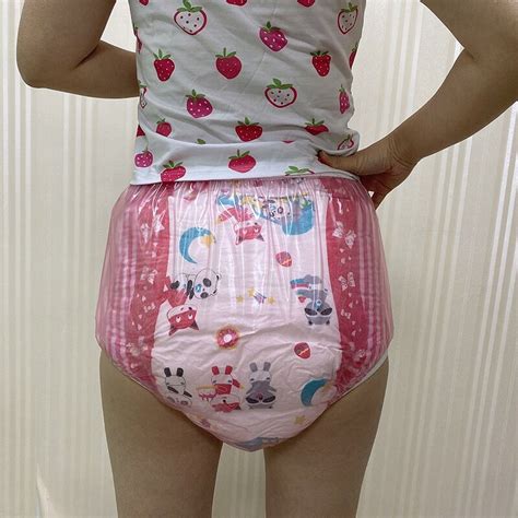 Ddlg 성인용 핑크 Pvc 기저귀 팬티 Abdl 재사용 가능 기저귀 성인용 아기 바지 기저귀 플라스틱 바지 성인용 아기 젖꼭지 기저귀 및 화장실 훈련