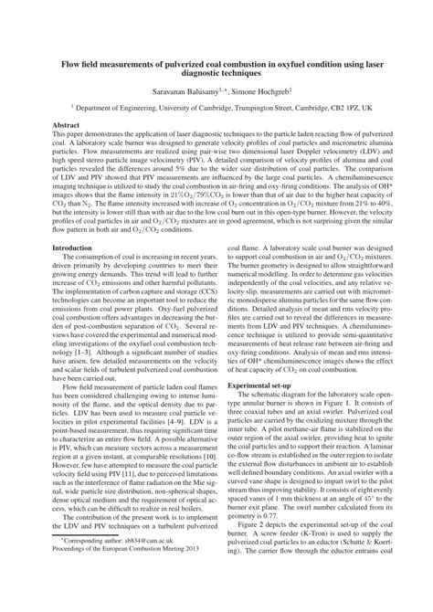 Pdf Flow Field Measurements Of Pulverized Coal Combustion In Oxyfuel Condition Using Laser