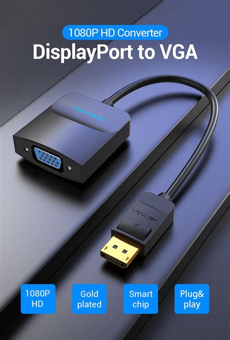 Vention Displayport To Vga Converter 1080p Hd Plug And Play Gold Plated