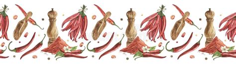 Chili Pepper Seamless Border Stock Illustrations 175 Chili Pepper