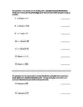 Normal Distribution Review Packet By Mr Hughes TPT