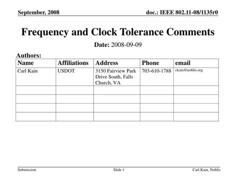 Ppt Frequency And Clock Tolerance Comments Powerpoint Presentation Free Download Id6015448