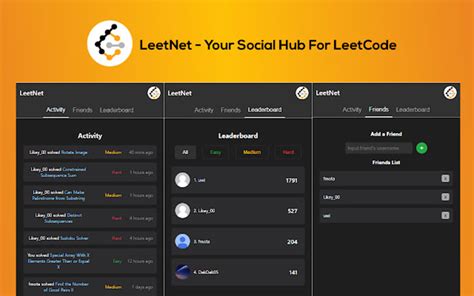 LeetNet Your LeetCode Social Hub Google Chrome 용 확장 프로그램 다운로드