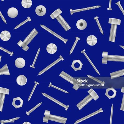 현실적인 상세한 3d 금속 나사와 볼트 원활한 패턴 배경 벡터 3차원 형태에 대한 스톡 벡터 아트 및 기타 이미지 3차원 형태 강철 개념 Istock