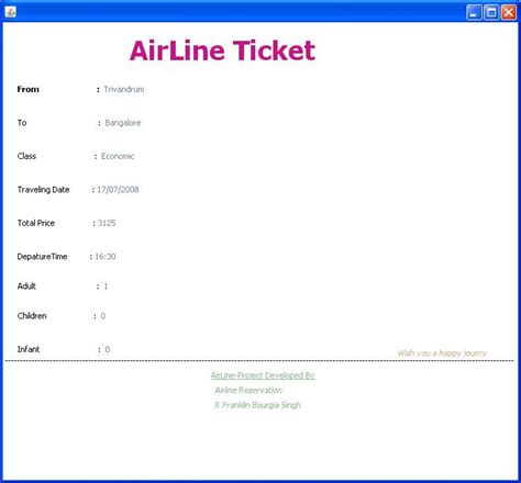 java project airline reservation