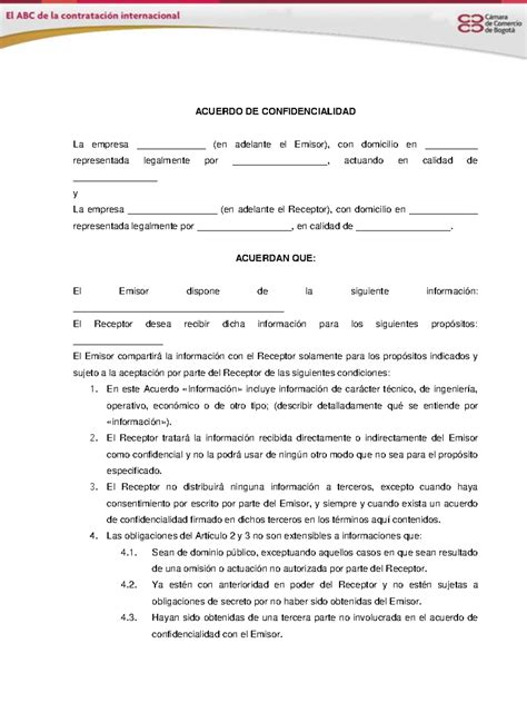 Acuerdo De Confidencialidad Acuerdo De Confidencialidad La Empresa
