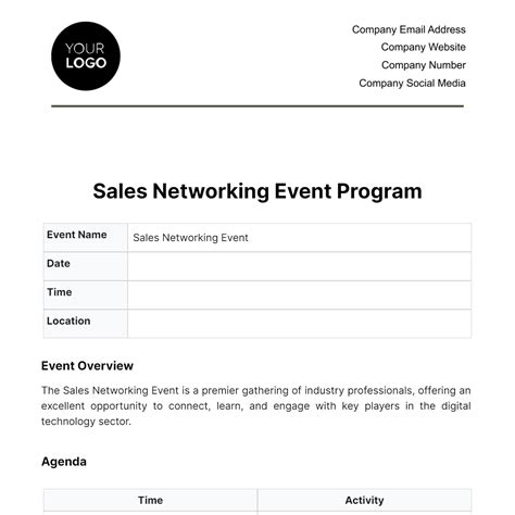 Free Sales Networking Event Program Template To Edit Online