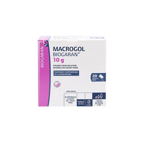 Osmotic Laxative Biogaran Macrogol Constipation Treatment 20 Sachets X 10gr