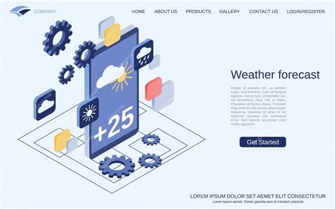 Premium Vector Weather Forecast Flat 3d Isometric Vector Concept
