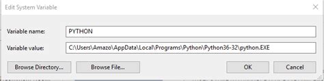 Nodejs Error Cant Find Python Executable System Variables Has Python Set When Using