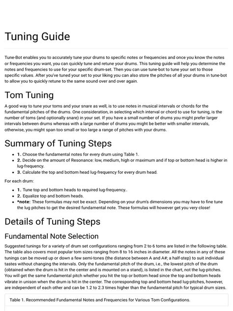 Tune Bot Drum Tuner Pdf Pitch Music Interval Music